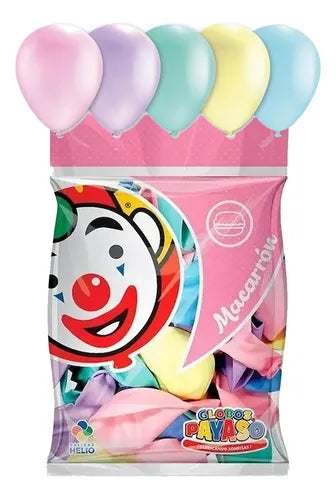 paquete de globos Payaso macarrón #9 / 50 piezas – Papeleria Cascabelito